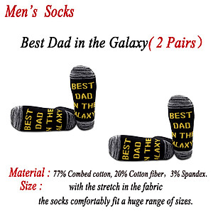 JXGZSO 2 Pairs Dad Gift Dad Sock Best Dad in the Galaxy Socks Dad Birthday Gift Father's Day Gift (Best Dad in the Galaxy)