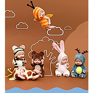 KOILLIEUS 4 inches Mini Small Baby Dolls Toys Action Figures 6 Tiny Babies in a Gift Box (A Edition)