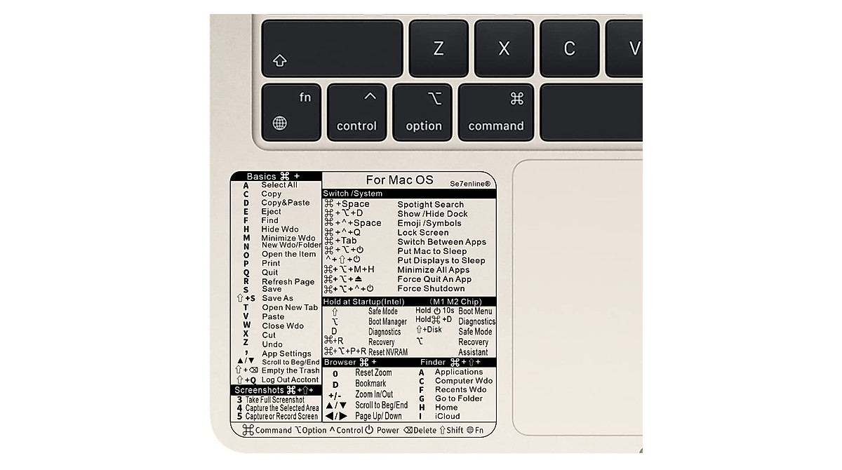 Mac OS Keyboard Shortcuts Sticker for MacBook & Mac | Work Faster
