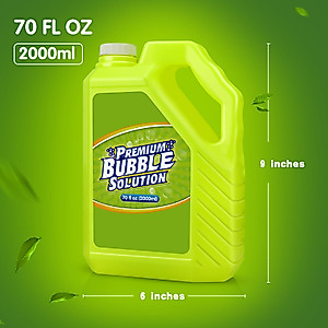 Bubble Solution Refill - 70 Ounce Premium Bubble Liquid Refills for Bubble Machine, Wand, Gun, Blower at Wedding and Party - Bubbles Toy for Kids Toddlers Boys Girls (with Portable Handle)
