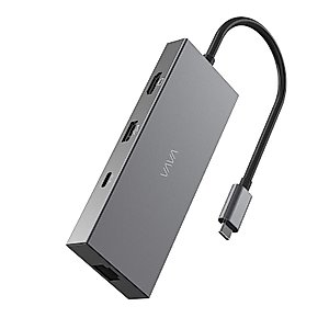 USB C Hub, VAVA 8-in-1 Type C Hub with Ethernet Port 4K HDMI Adapter, 2 USB 3.0 Ports, 1 USB 2.0 Port, SD/TF Card Reader, USB-C Power Delivery, Portable for Mac Pro and Other USB C Laptops