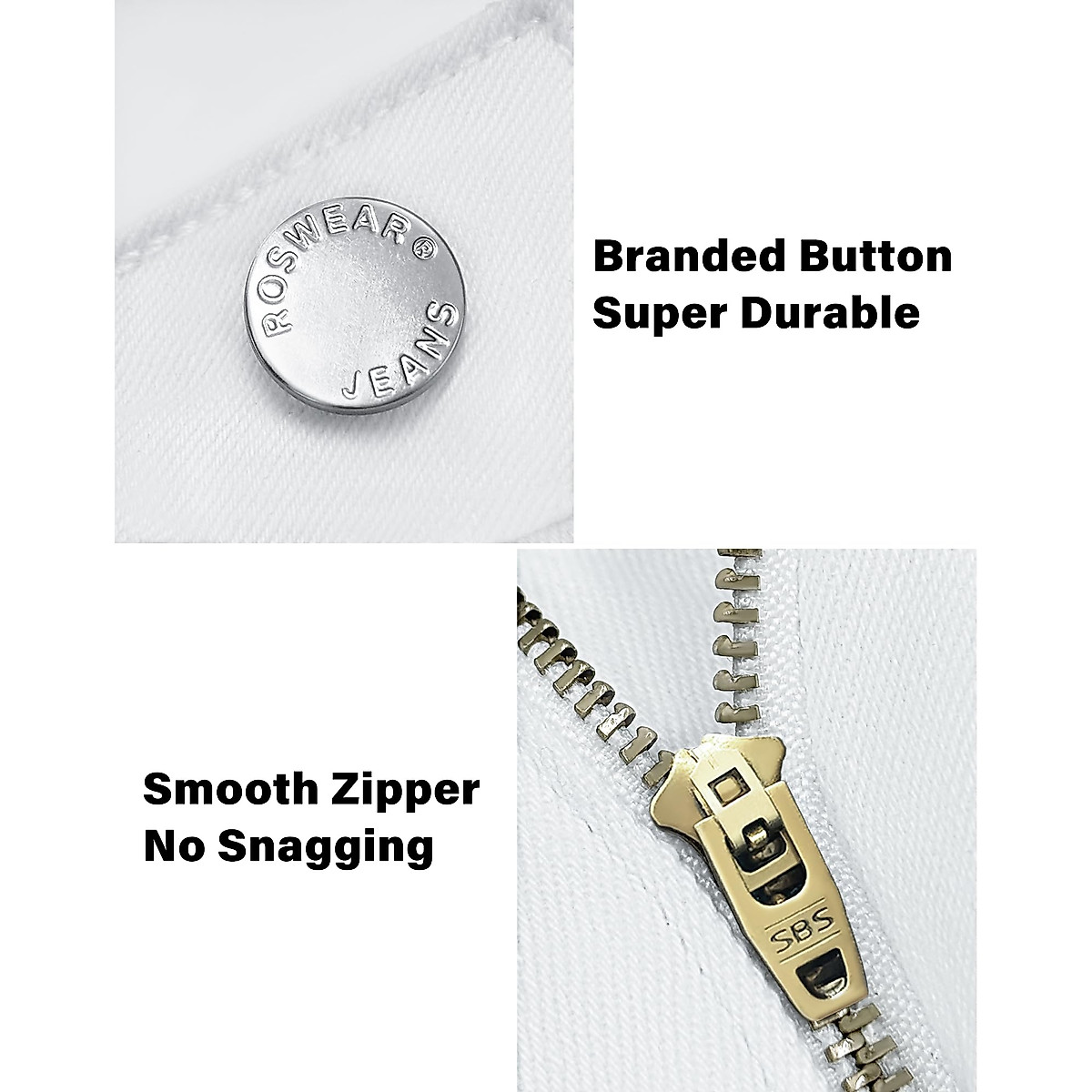 roswear Women’s Casual Summer Ripped High Waisted Denim Shorts Stretch Distressed Frayed Raw Hem Jean Shorts White Large