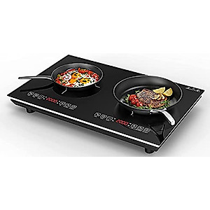 VBGK Double Induction Cooktop, 4000W Countertop Burner Hot Plate LCD Sensor Touch Energy-Saving Portable Induction Cooktops 2 Burner with Child Safety Lock & Timer, 110~120V