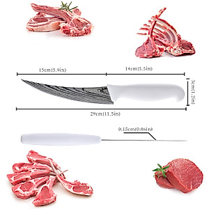 Boning Knife, Little Cook 6-inch Fillet knife, Stainless Steel Blade deboning Knife, Great for Meat Cutting, Fish, Poultry, Chicken (Dishwasher Safe, White)