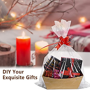 Aoibrloy 12 Pack Baskets for Gifts Empty, Sturdy Empty Gift Baskets to Fill, Kraft Gift Basket Kit with Handles for Holiday, Wedding, Birthday, Gift Packages