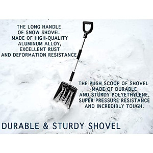 43" Retractable Snow Shovel, Aluminium Alloy Snow Sand Mud Removal Tool for Car Outdoor Camping and Garden, Detachable Three-Piece Construction