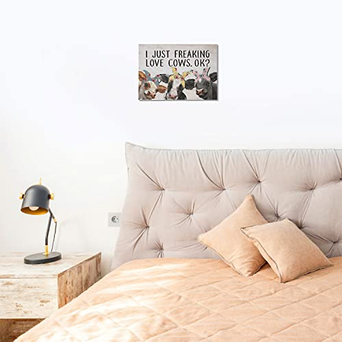 BIWSHA I Just Freaking Love Cows OK Canvas Wall Art Prints Decor for Home Bedroom Living Room Office Farm，Farm Animal Themed Paintings Art Decor 14x11 Inches，Retro Cow Silhouette Art Gifts