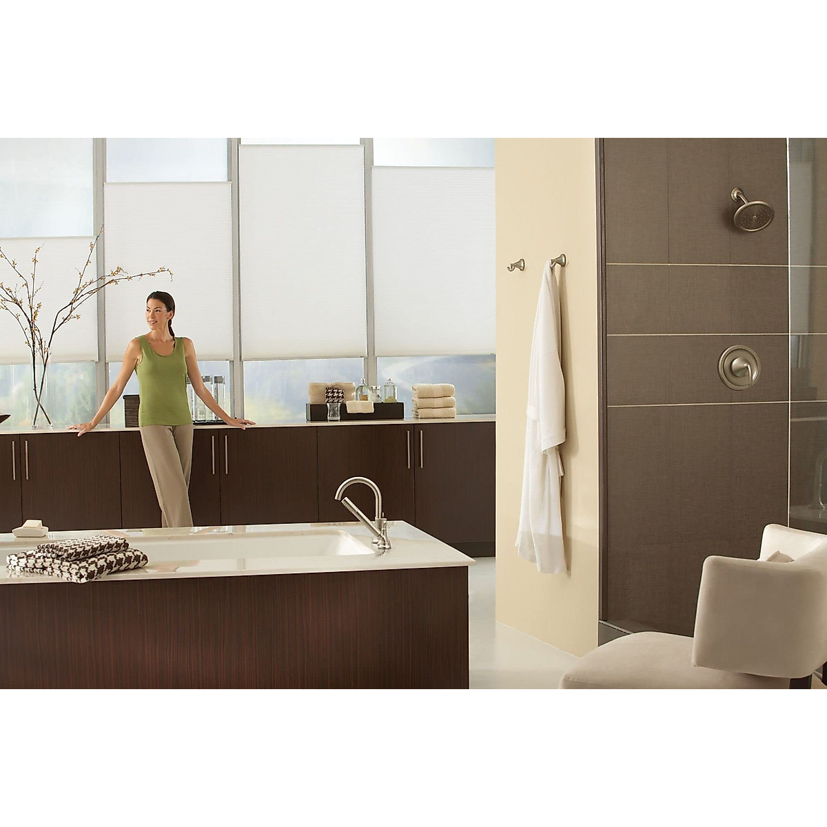 Moen Velocity Brushed Nickel Two-Function Rainshower 8-Inch Shower Head with Immersion Technology for a High-Pressure Rinse, S6320BN