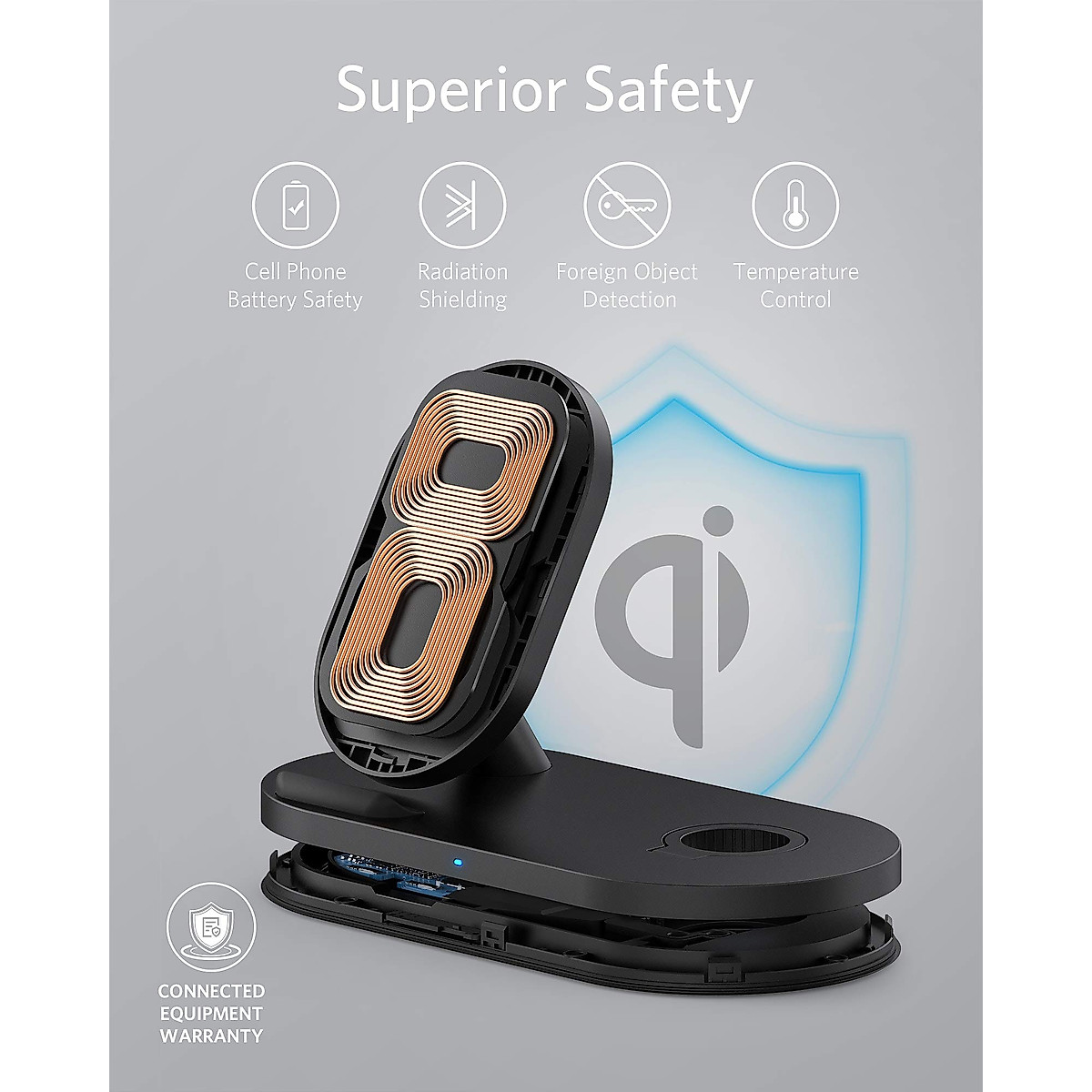 Anker Wireless Charging Station, PowerWave Sense 2-in-1 Stand with Watch Charging Holder for Apple Watch SE/6/5/4/3/2/1, iPhone SE 2020, 11, 11 Pro (Watch Charging Cable & AC Adapter Not Included)