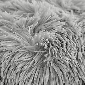 HAIHUA Luxury Plush Shaggy Flannel Velvet (1 Faux Fur Duvet Cover) Fluffy Comforter Bedding Sets 1 Pieces,Zipper Closure (Gray, Queen)