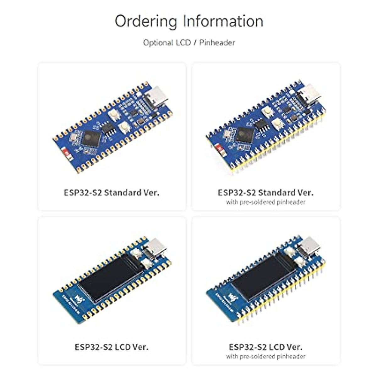 Waveshare 2.4 GHz WiFi Development Board Based On Microcontroller ESP32-S2 240 MHz Xtensa Single-core 32-bit LX7 microcontroller 240MHz ESP32-S2-LCD