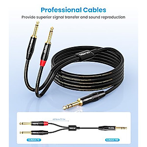 tisino 1/4 inch TRS Stereo to Dual 1/4 inch TS Mono Insert Cable Y-Splitter Stereo Breakout Cable Patch Cord - 6.6 feet