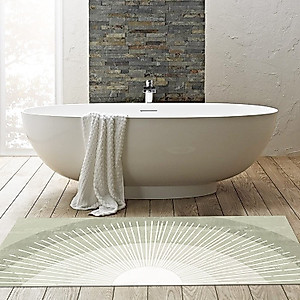 GUBIYU Boho Bedroom Rug Green Sun Area Rugs Runner Rug Sage Green Abstract Large Area Rugs Non Slip Bathroom Rugs Kitchen Runner Rugs Living Room Rugs for Laundry Nursery Kids Room Entryway 23.6"x59"