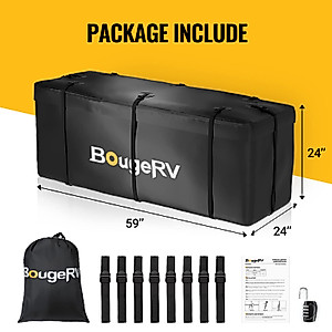 BougeRV Hitch Cargo Carrier Bag with Lock Waterproof Soft Shell 20 Cubic Feet (59" 24" 24") Cargo Bag for Hitch Carrier Include 8 Reinforced Straps for Truck Pickup RV All SUV with Hitch Cargo Basket