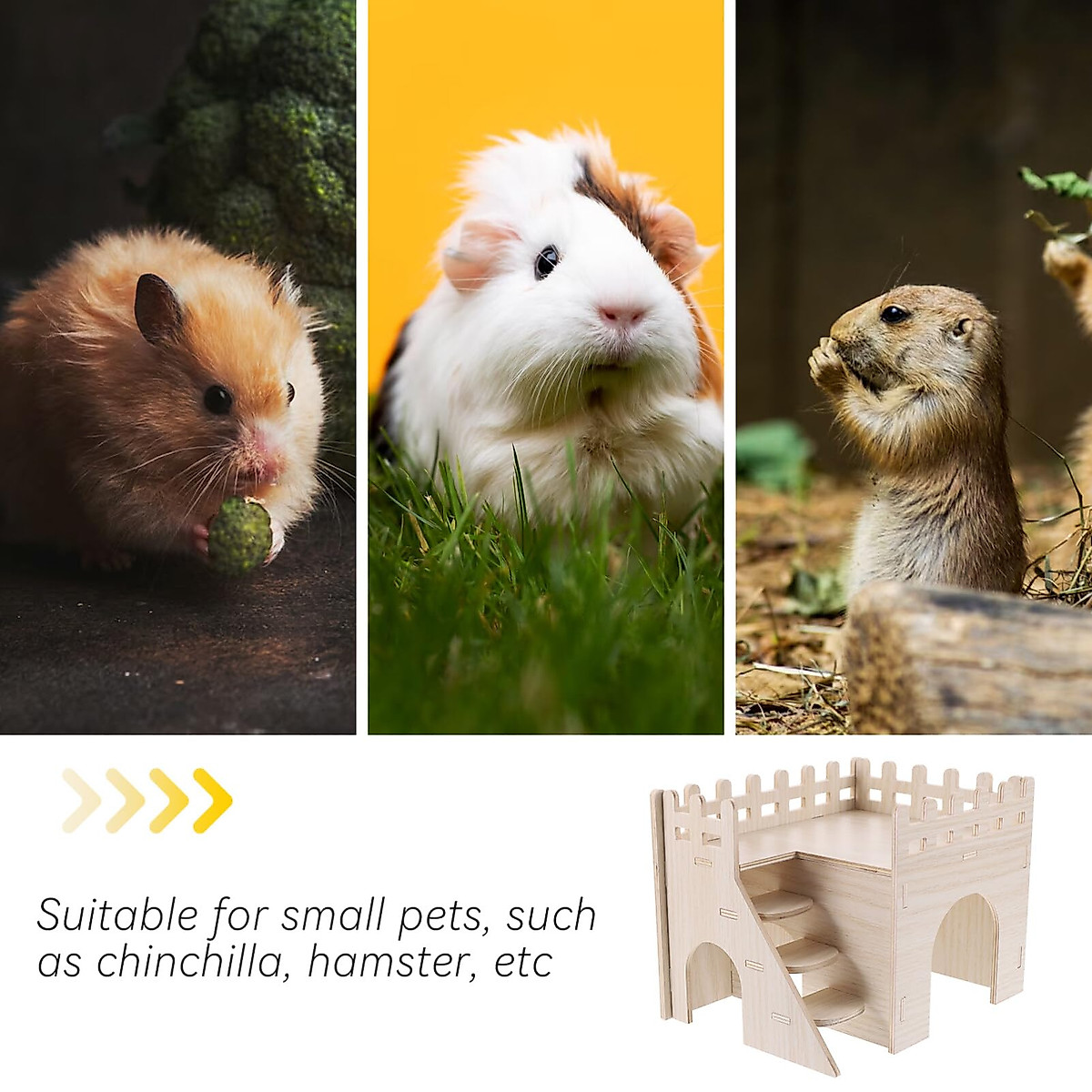 POPETPOP Toys Guinea Pig Toys pet Hamster Hamster Hideout hut Chinchilla Small Animals Ladder Guinea Hideaway Ladder Wooden nest Hamster nest Small House pet Supplies Seesaw