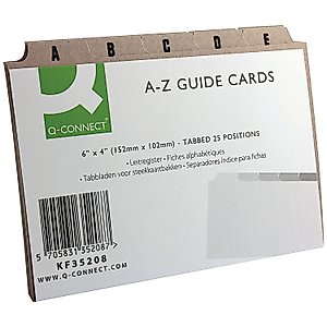 Q-Connect Guide Card 152x102mm A-Z Buff (25 Pack)
