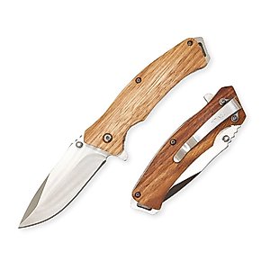 Tropas Folding Pocket Knife - EDC 3Cr13 Stainless Steel Blade with Wood Handle