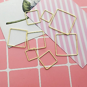 70pcs Earrings Beading Hoop Earring Finding Square Hollow Pendant for Jewelry Making DIY Crafts Art Creation Women Gift (Square)