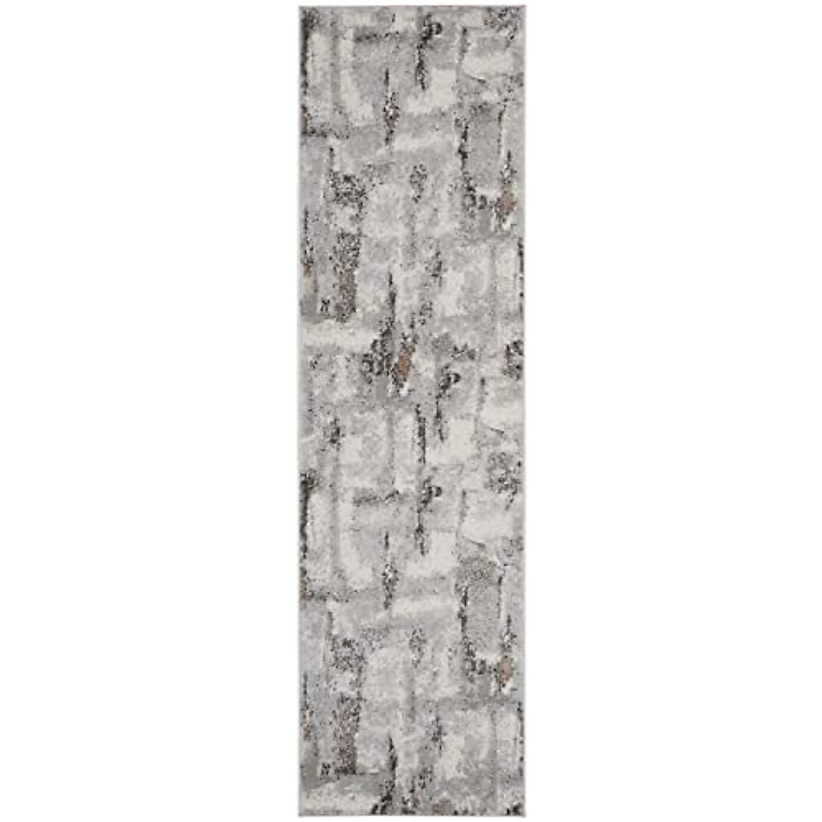 Nourison Elation Abstract Grey Ivory 2'3" x 7'6" Area -Rug, Easy -Cleaning, Non Shedding, Bed Room, Living Room, Dining Room, Kitchen (2x7)