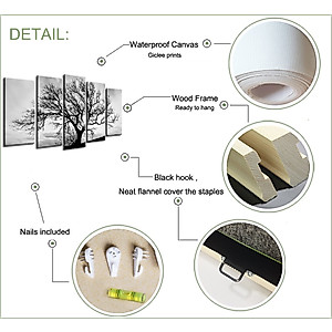 LevvArts - Black and White Tree Canvas Art,Great Sunset Shot Pictures Print on Canvas,Modern Home Decor,Large Size