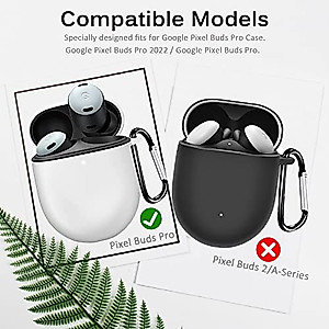 Compatible for Google Pixel Buds Pro 2022 Case Cover, [Front LED Visible] [Keychain] Silicone Protective Cover Case for Google Pixel Pro Case (Mint Green)