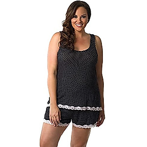 Velvet Kitten Comfy Plus Size Tank Top & Short 562856x 2X Black/Pink