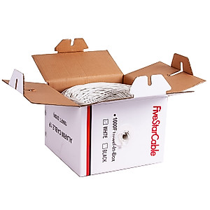 FiveStarCable 22-2 1000 Ft. Alarm Wire 22AWG 2 Conductors 22/2 22-2 Security Cable Alarm Bulk Cable for Efficient Power and Signal Transmission White