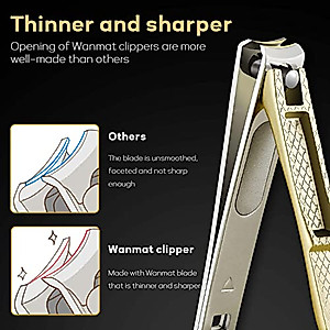 Toenail Clippers, Upgraded Toe Nail Clippers for Men, Professional Nail Clipper, Toenail Clippers for Thick Nails for Seniors (Silver)-Wanmat