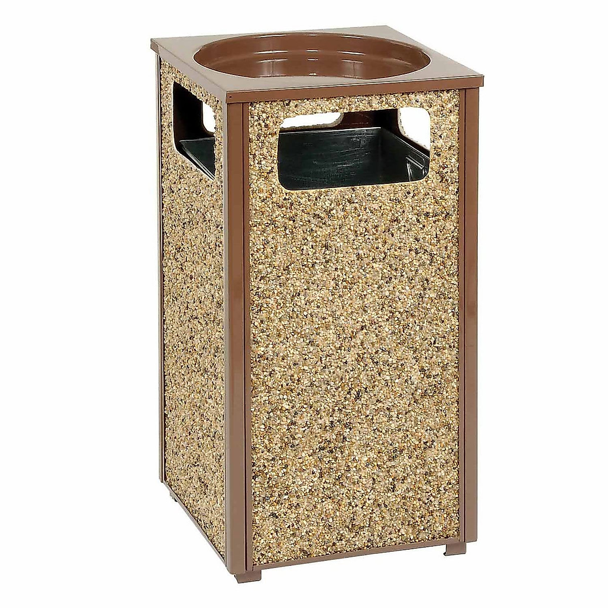 Global Industrial Stone Panel Trash Sand Urn, 13-1/2" Square X 32" H, Brown