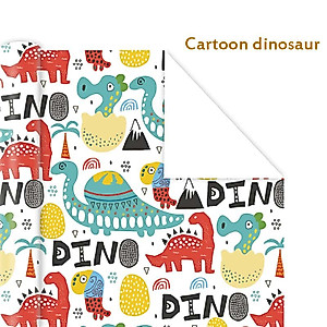 AccuLess 12 Sheets Children's Birthday Wrapping Paper Boys Girls Kids Dinosaur Happy Birthday Recyclable Package Wrap Paper for Party,Baby Shower,Christmas Folded Flat 19.7 x 27.5 Inch Per Sheet