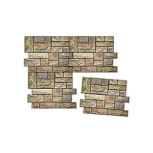 Retro-Art 3D Wall Panels, Pack of 6, Stacked Natural Limestone in Light Brown, PVC, 17.5" x 23.75", Cover 17.31 sq.ft. 566CY