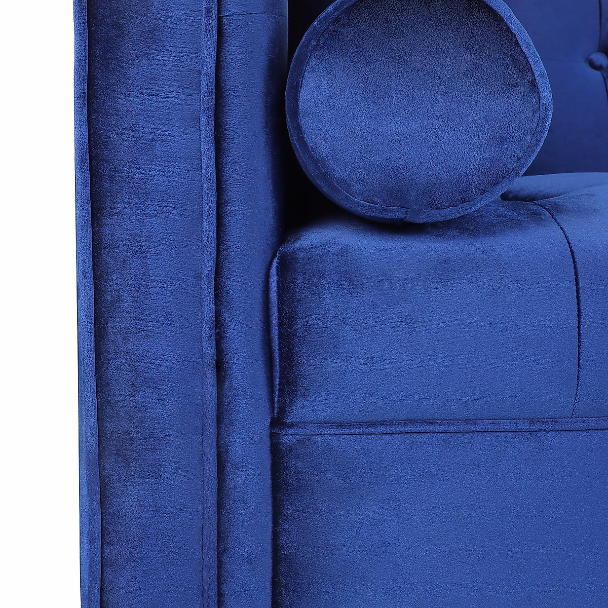 wirrytor Mid-Century Velvet Chesterfield Sofa Couch, Modern LoveSeats Sofa Furniture, Upholstered Button Tufted Couch with 2 Bolster Pillows for Living Room Apartment (Blue)