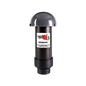 OdorHog Vent Stack Pipe Filter 4 Sizes, Black ABS with Mushroom Cap, Removes Outdoor Septic and Sewer Odors (fits 1.5 or 2.0-inch)