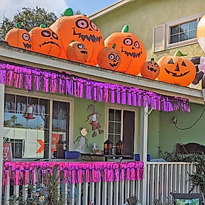 Blukey 10 Feet by 15 Inch Fuchsia Foil Fringe Garland - Pack of 3 | Shiny Metallic Tinsel Banner | Ideal for Parade Floats, Bridal Shower, Wedding, Birthday, Christmas | Wall Hanging Drapes