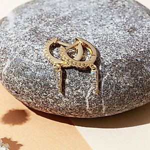 PAVOI 14K Yellow Gold Plated S925 Sterling Silver Post Drop/Dangle Huggie Earrings for Women | Dainty CZ Awl Earrings