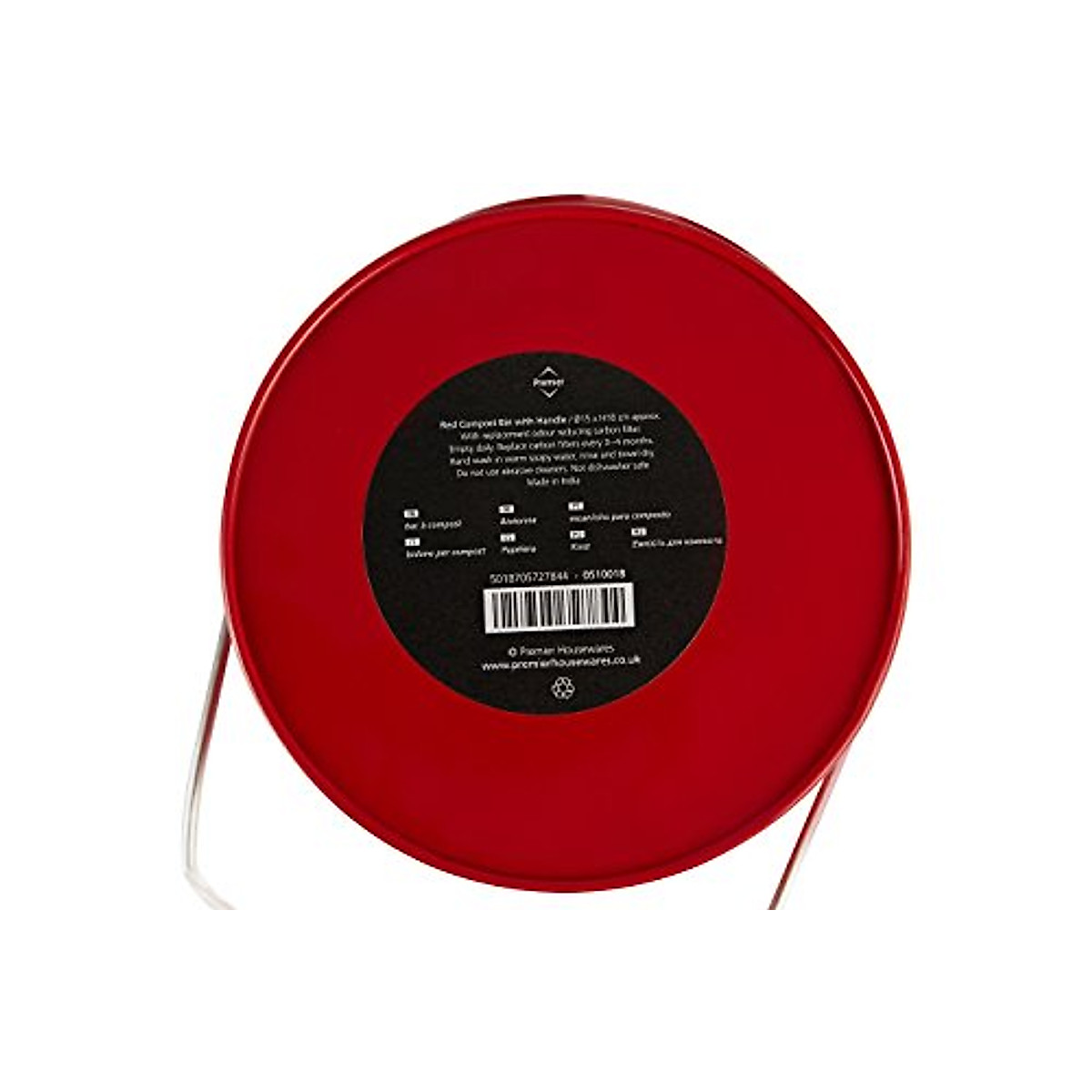 Premier Housewares 510018 Compost Bin with Handle, Red, Metal, H20 x W15 x D15cm