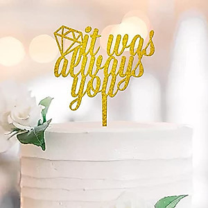 It Was AlwaysYou Personalised Engagement Wedding Caketopper Bride To Be Wedding Party Decorations Mr & Mrs Silhouette Wedding Gifts Gold