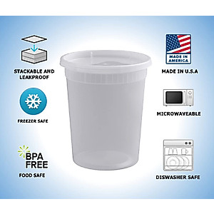GOGO kCat 32oz Heavy Duty Microwaveable Leak Proof Deli Food Soup Containers Combo with Lids 20pk +Free 5 sauce cups