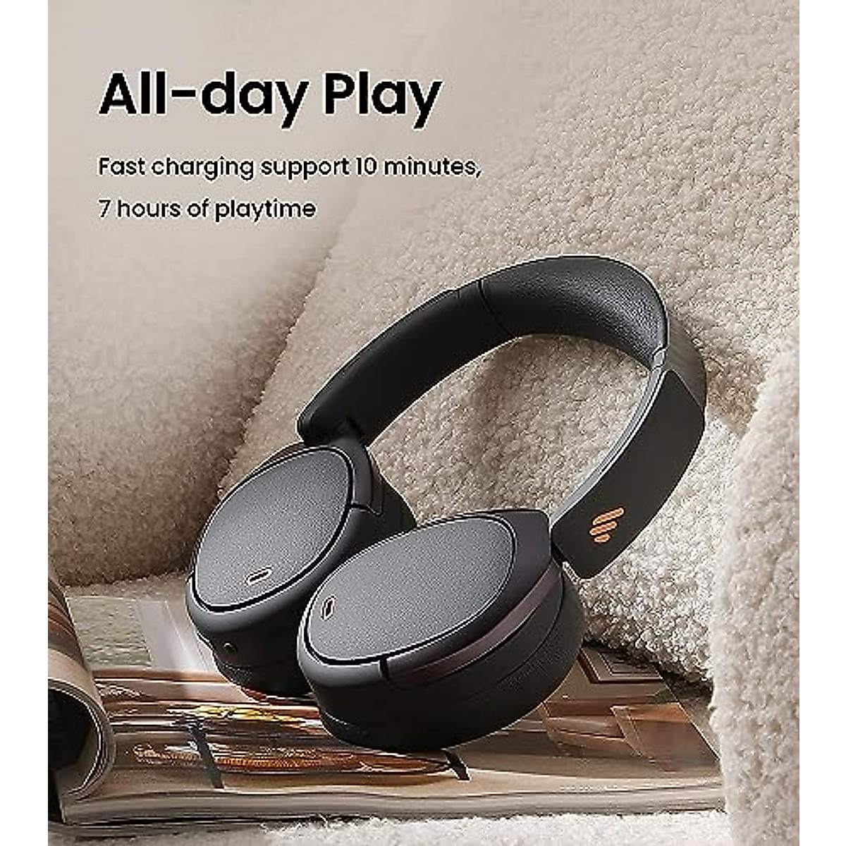 Edifier WH950NB Active Noise Cancelling Headphones, Bluetooth 5.3 Wireless Headphones, LDAC Hi-Res Audio, 55 Hours Playtime, Google Fast Pairing for Android, Dual Device Connection, App Control, Black