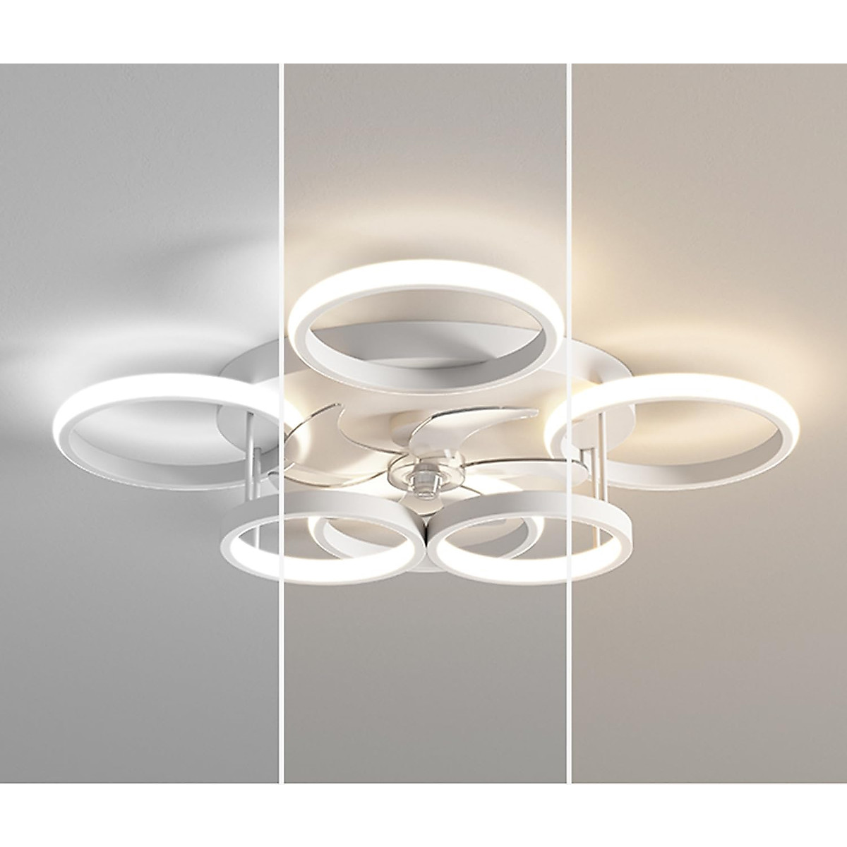 Anyeark Low Profile Ceiling Fan with Light Modern, Bedroom Ceiling Smart Fan with LED, Fandelier Ceiling Fan Flush Mount 25.6-inch, 3000K-6500K Stepless Color Change, Assembly Required (White)