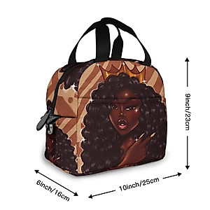 yalinan African Girl Lunch Bag African American Resuable Portable Lunch Box Insulated Cooler Bag for Teen Girls Women Work Picnic School, Gift for Daughter Granddaughter