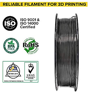StanceMagic Black 3D Printer Filament 1.75mm PLA for 3D Printers, FDM Printers, 3D Pens, 0.8kg (1.75lbs) Pack