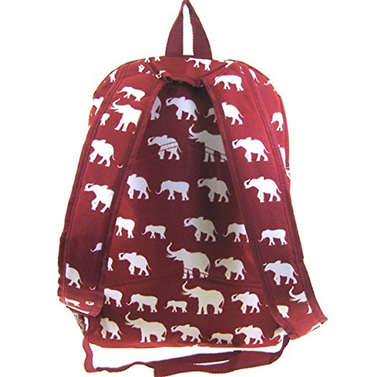Elephant Print Full Sized Backpack (Burgundy Red)