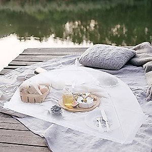 ZMCINER 7 Pack Food Tents Food Covers for Outdoors Mesh Screen Include 1 Extra Large (40"X 24") & 6 Standard (17"X 17") Collapsible and Reusable Mesh Food Covers for Outside, BBQ Party Supplies, Fruit Cover