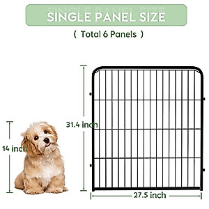 Shikha Decorative Garden Fence Panels 6 Packs 14ft(L) x32in(H) Outdoor Animal Barrier Dog Pet Fencing Rustproof Metal Wire Fence Border for Landscaping Patio Lawn & Garden,Black