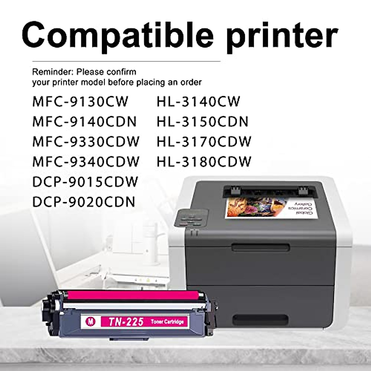 Feromyink Compatible TN225 TN-225 Toner Cartridge Replacement for Brother HL-3140CW 3150CDN 3170CDW MFC-9130CW 9340CDW DCP-9015CDW 9020CDN Printer (Magenta,1-Pack)
