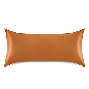 xigua Satin Pillowcase Plain Rust Orange Solid Color Silk Satin Pillowcase for Hair and Skin Satin Pillow Cases with Envelop Closure 20x26 in
