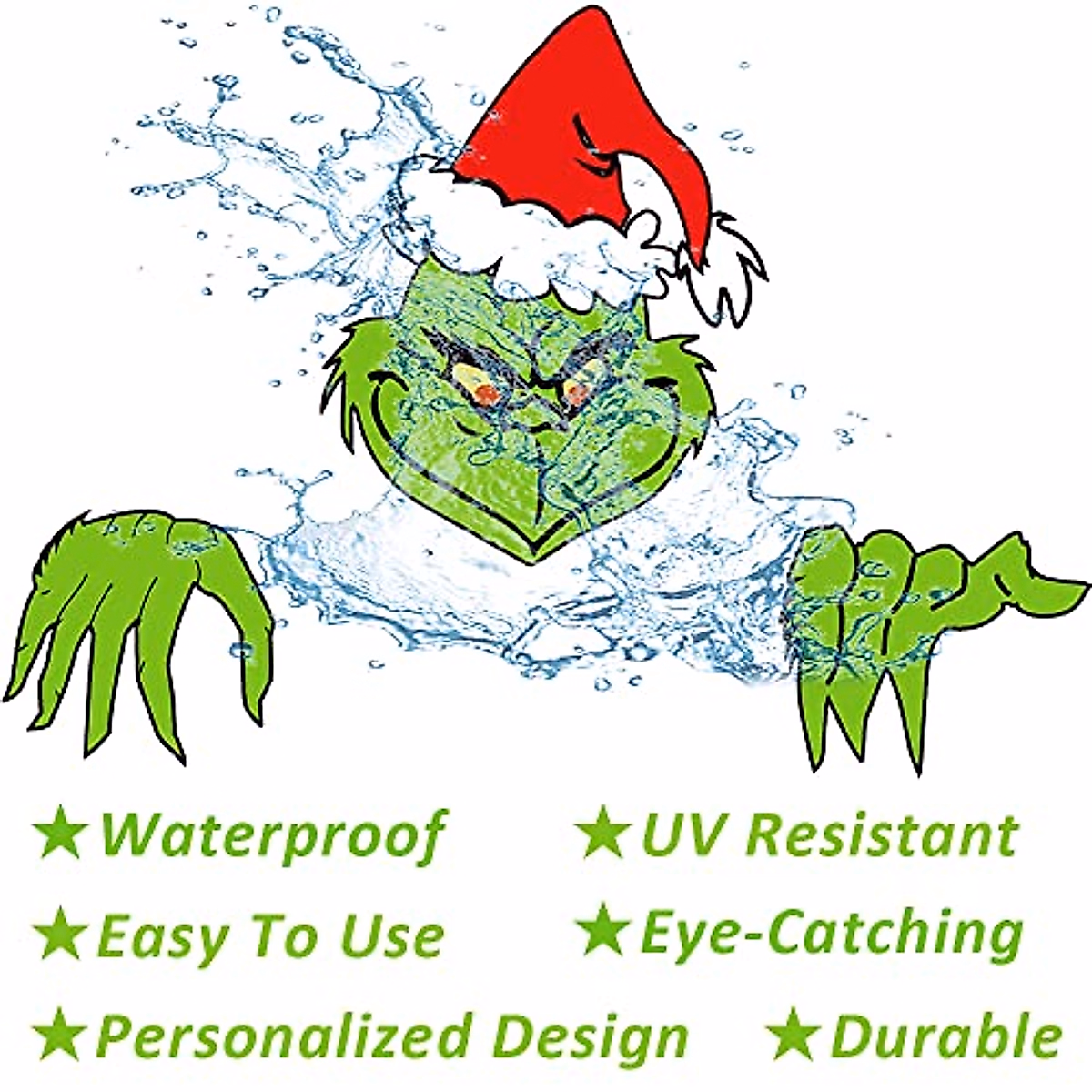 Cute Christmas Cartoon Stickers for Cars, 6.27" Vinyl Waterproof Cute Cartoon Holiday Christmas Peeker Funny Decorations for Car Windshield Window Decals