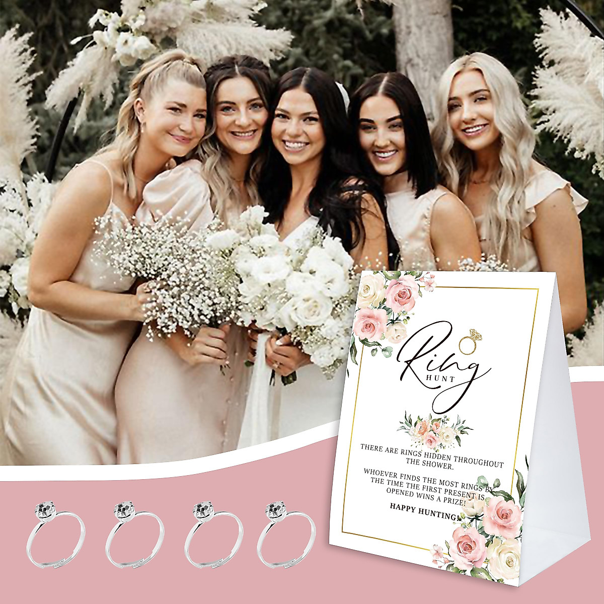Bridal Shower Ring Game, Ring Hunt Bridal Shower Game 30 fake rings, bridal shower decorations, wedding games, bachelorette party games for guests - RH04