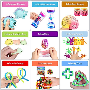 Max Fun Sensory Fidget Toys Set Bundle 48 Pack Stress Relief Anti-Anxiety Tools Toys for Kids Adult Children Autistic ADHD Fidgets Box, Squeeze Ball Marble Mesh Wacky Track